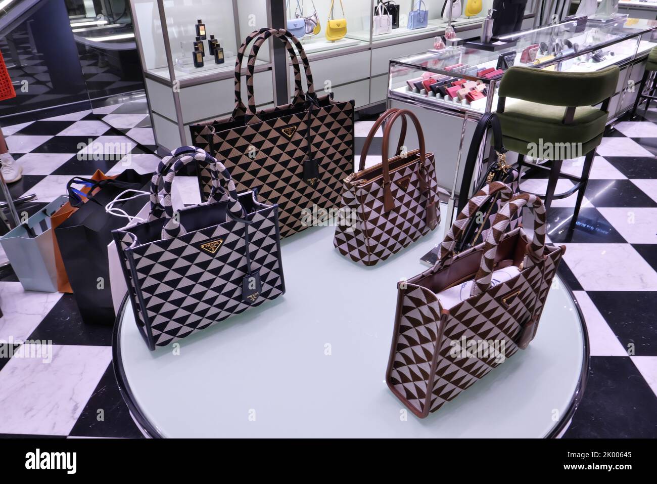 PRADA BAGS ON DISPLAY INSIDE A FASHION STORE Stock Photo - Alamy