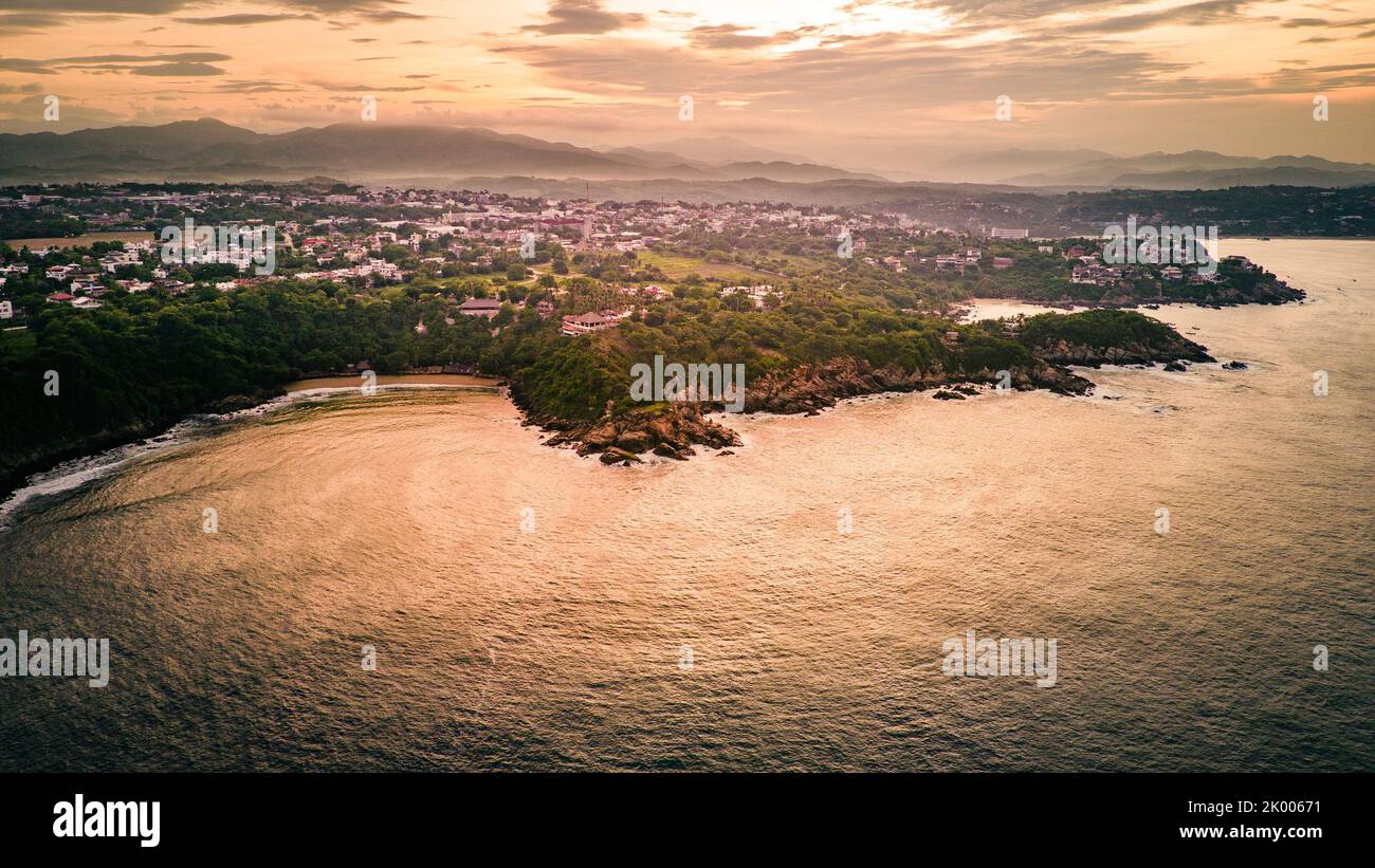 Top Notch Aerial Drone Fly Over Puerto Escondido Zicatela Beach Mexican ...