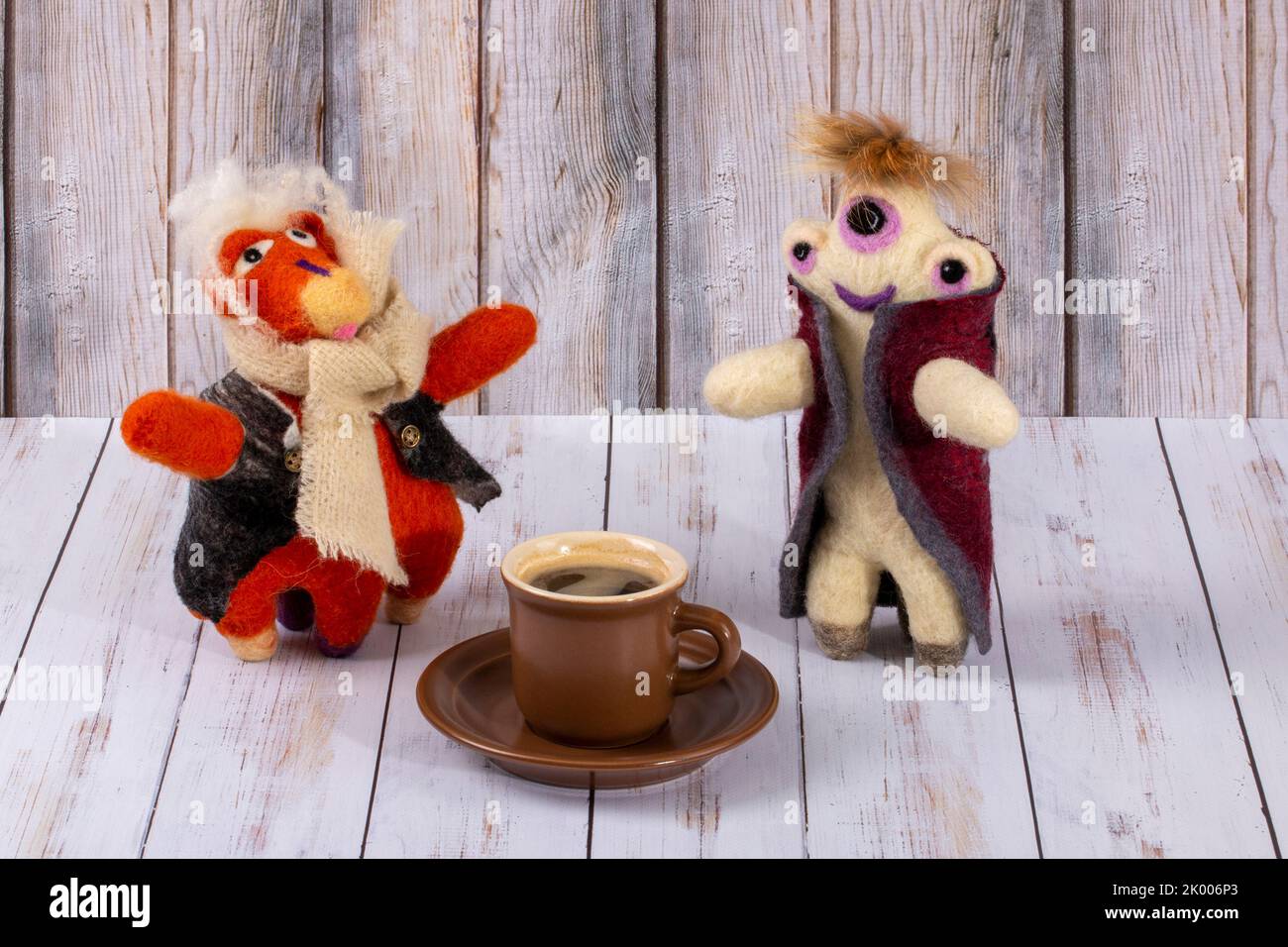 Fantastic creature soft toy made of natural wool Stock Photo - Alamy