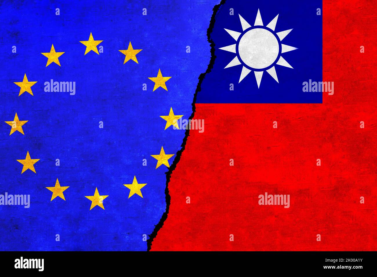 Taiwan and European Union flags together. EU Taiwan alliance, politics ...