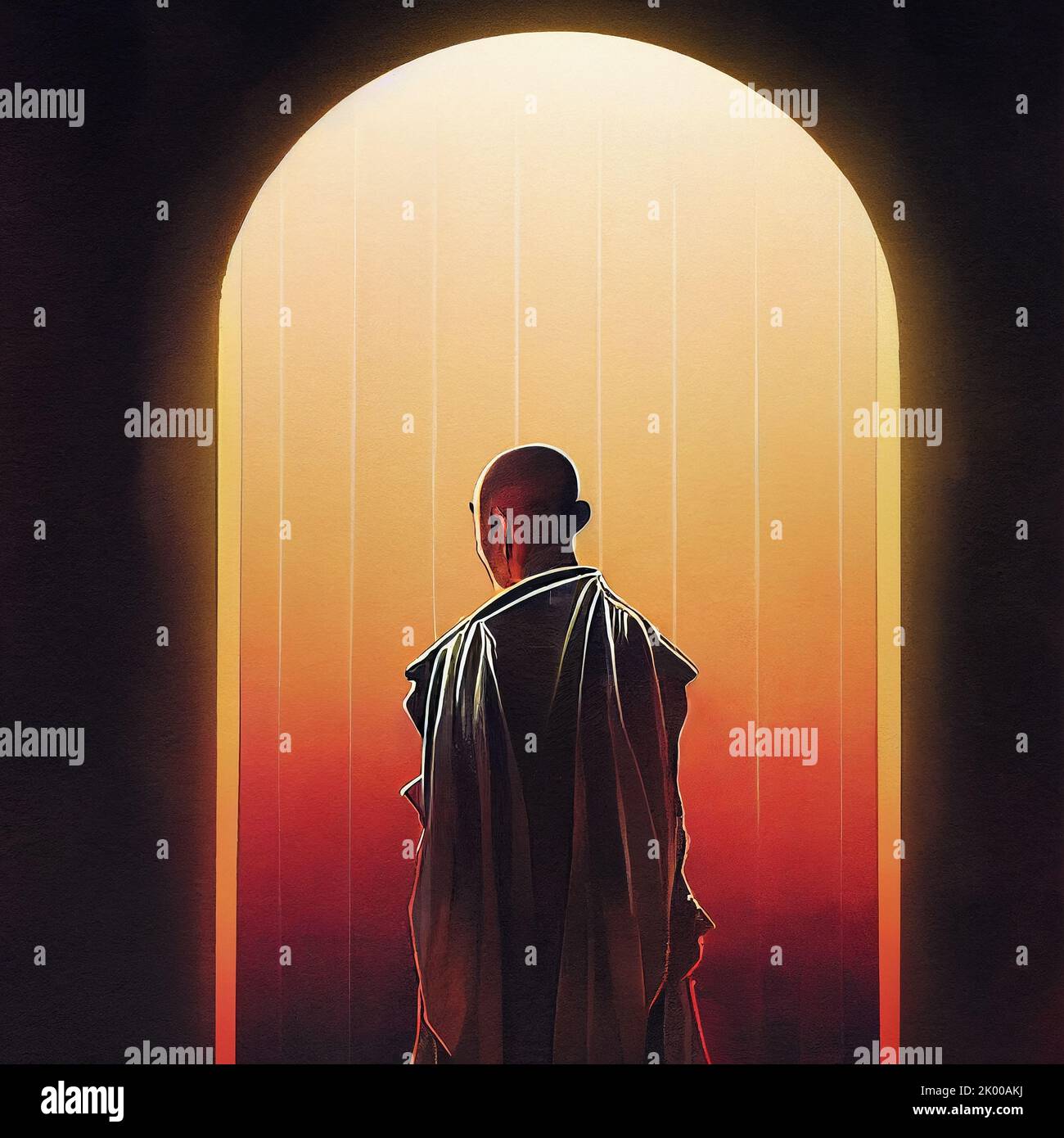 Meditating monk, back view hi-res stock photography and images - Alamy