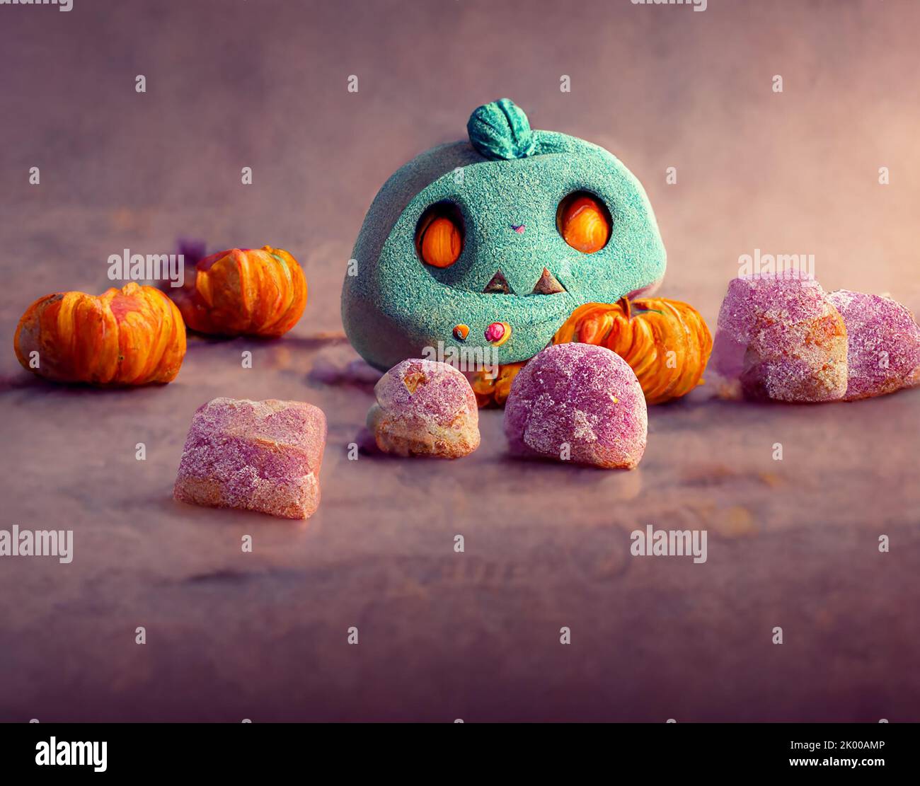 halloween cute pumpkin greeting card background Stock Photo - Alamy
