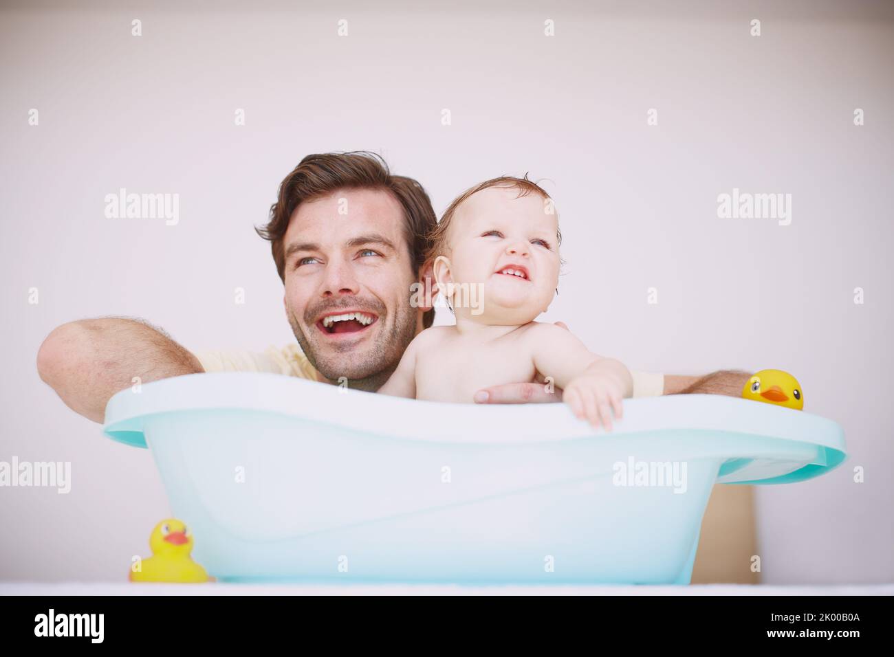 Bathtime Best Part Of Her Daily Routine A Young Father Bonding With