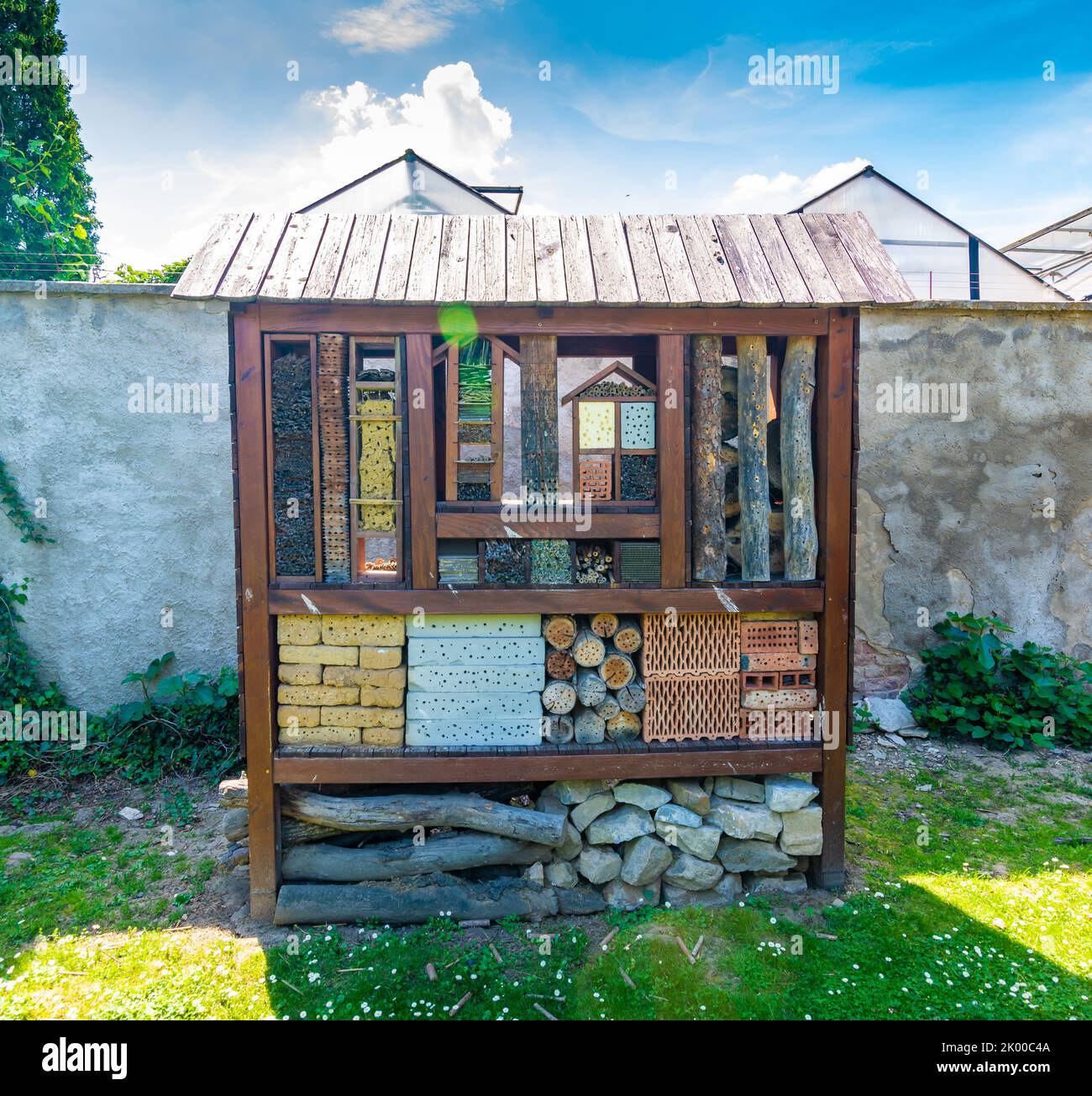 Insect hotel. Wooden house for insect, bug, bees. Decorative animal ...