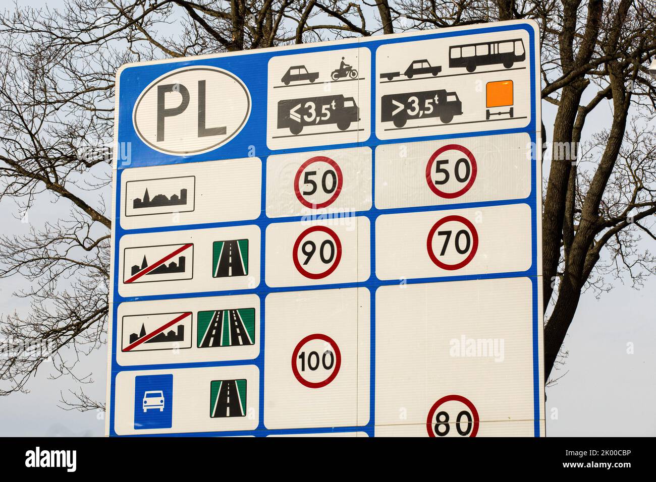 Lubawka, Poland. 14th Apr, 2022. Road sign informing about the traffic ...