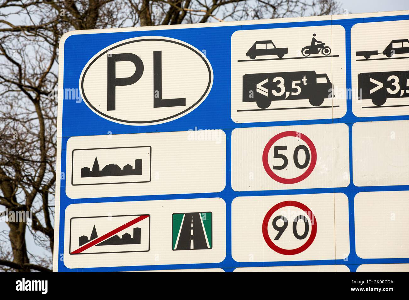 Lubawka, Poland. 14th Apr, 2022. Road sign informing about the traffic ...
