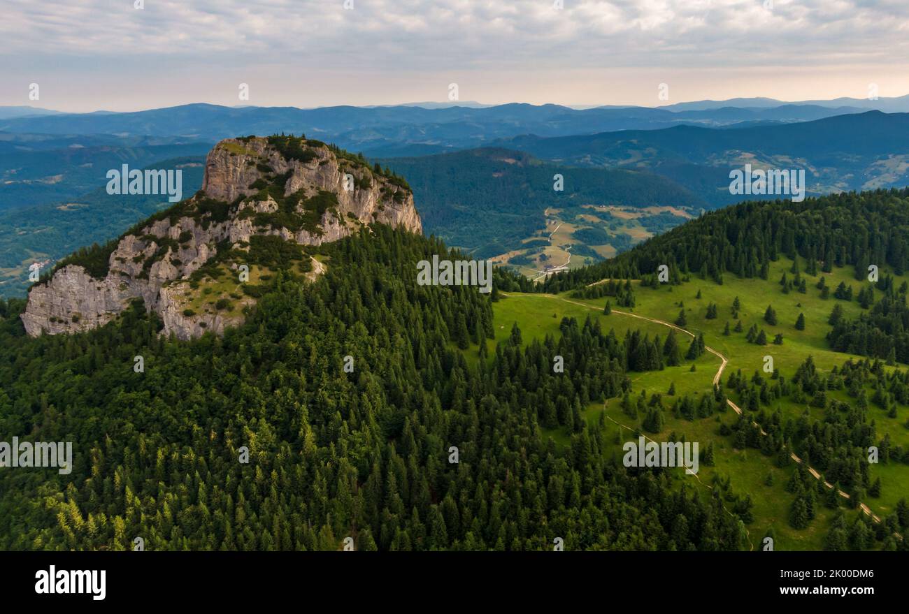 Aerial view to Mala Fatra mountains in Slovakia. Sunrise above mountain ...