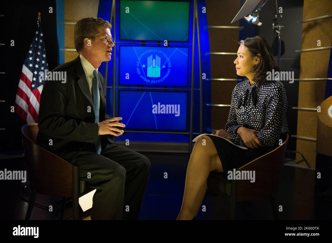 Secretary Shaun Donovan giving interview, tour of HUD headquarters, to ...