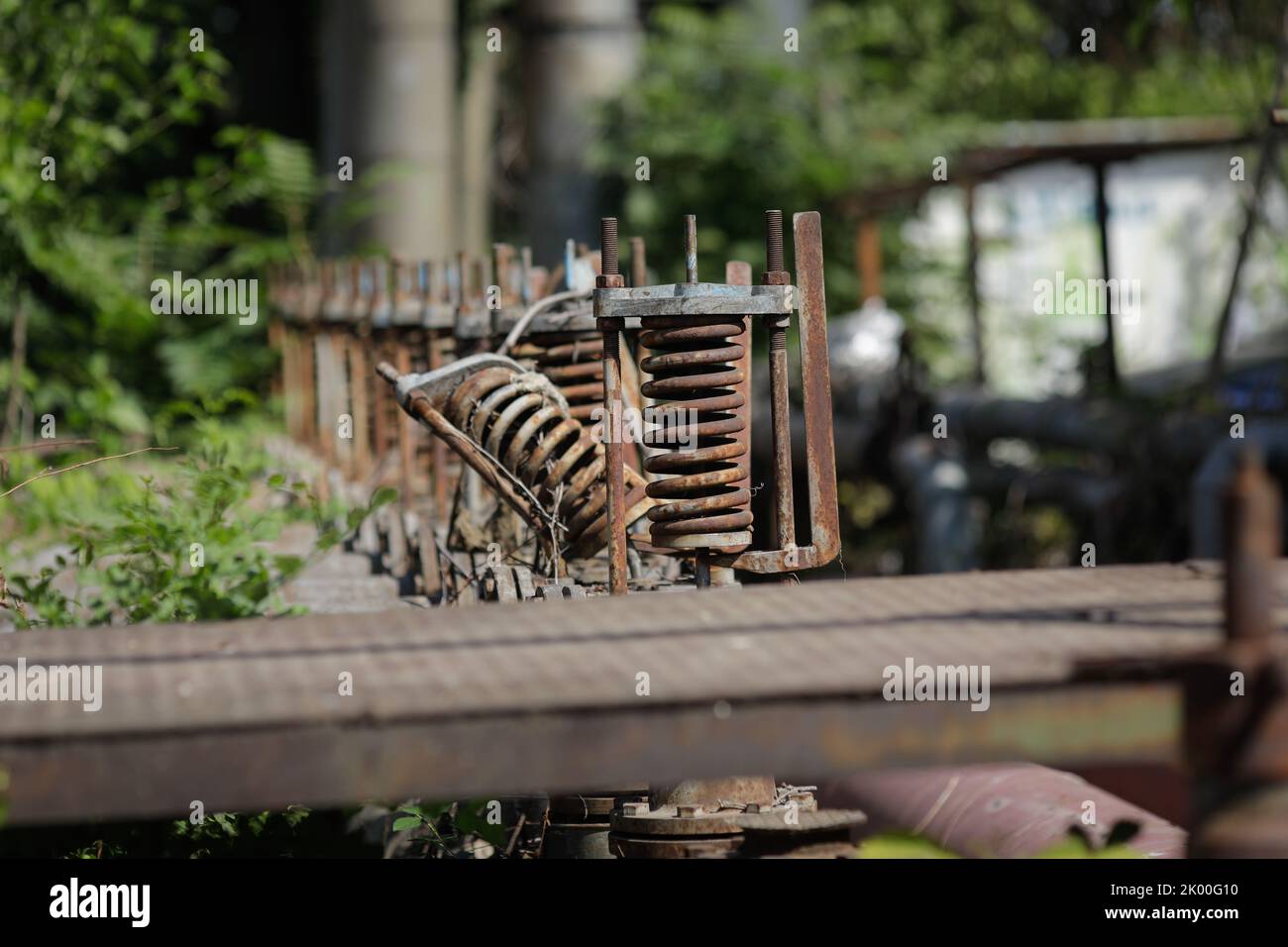 Details with old and rusty industrial metallic objects at a Romanian ...