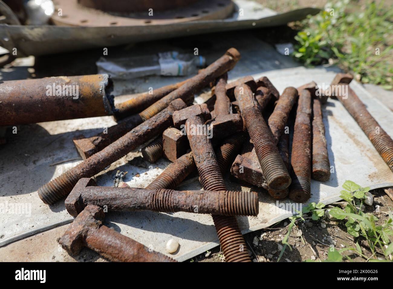 Details with old and rusty industrial metallic objects at a Romanian ...