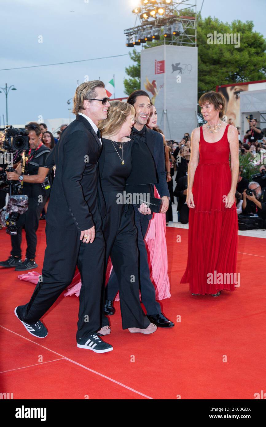 Venice, Italy, 08/09/2022, Brad Pitt , Dede Gardner , Adrien Brody ...