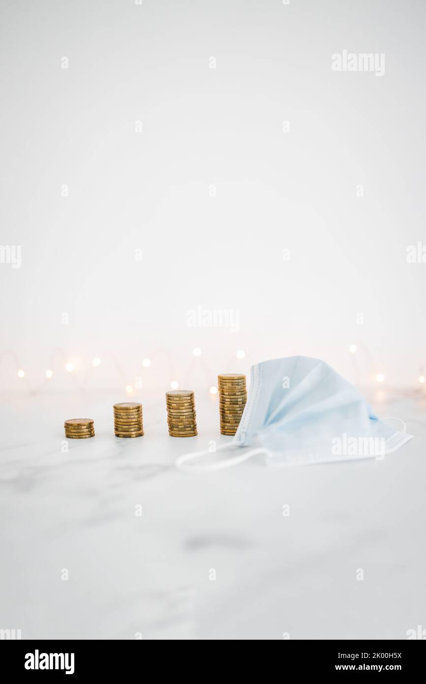 increase in prices and inflation after the Covid-19 pandemic, stacks of ...