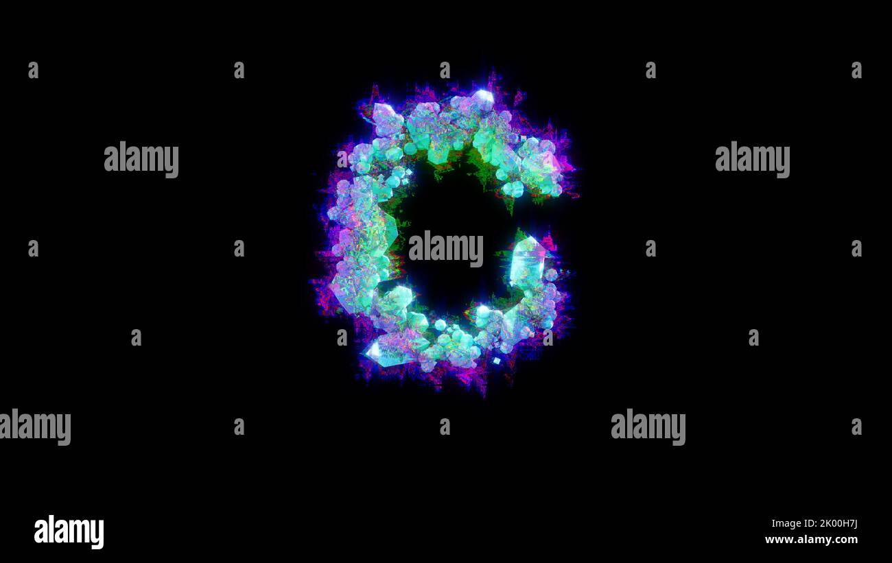 abstract distorted font - blue letter C on black backdrop, isolated - object 3D rendering Stock ...
