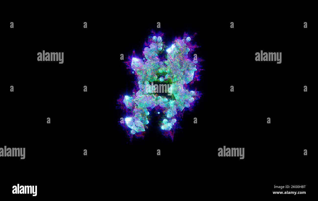 abstract dichroic font - blue number sign on black bg, isolated ...