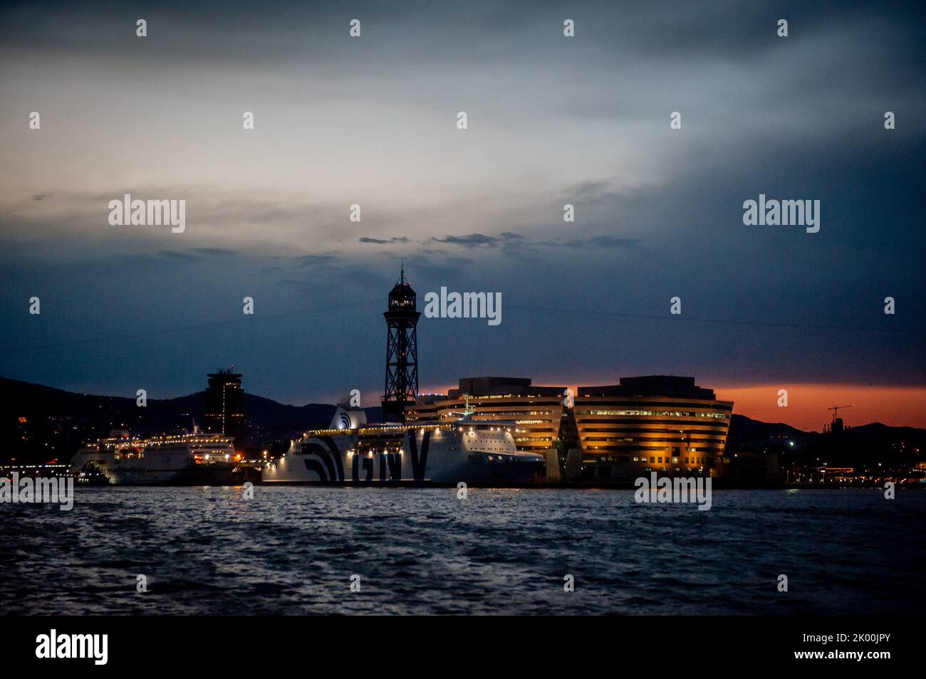 A ferry ship of the Italian shipping company Grandi Navi Veloci (GNV ...
