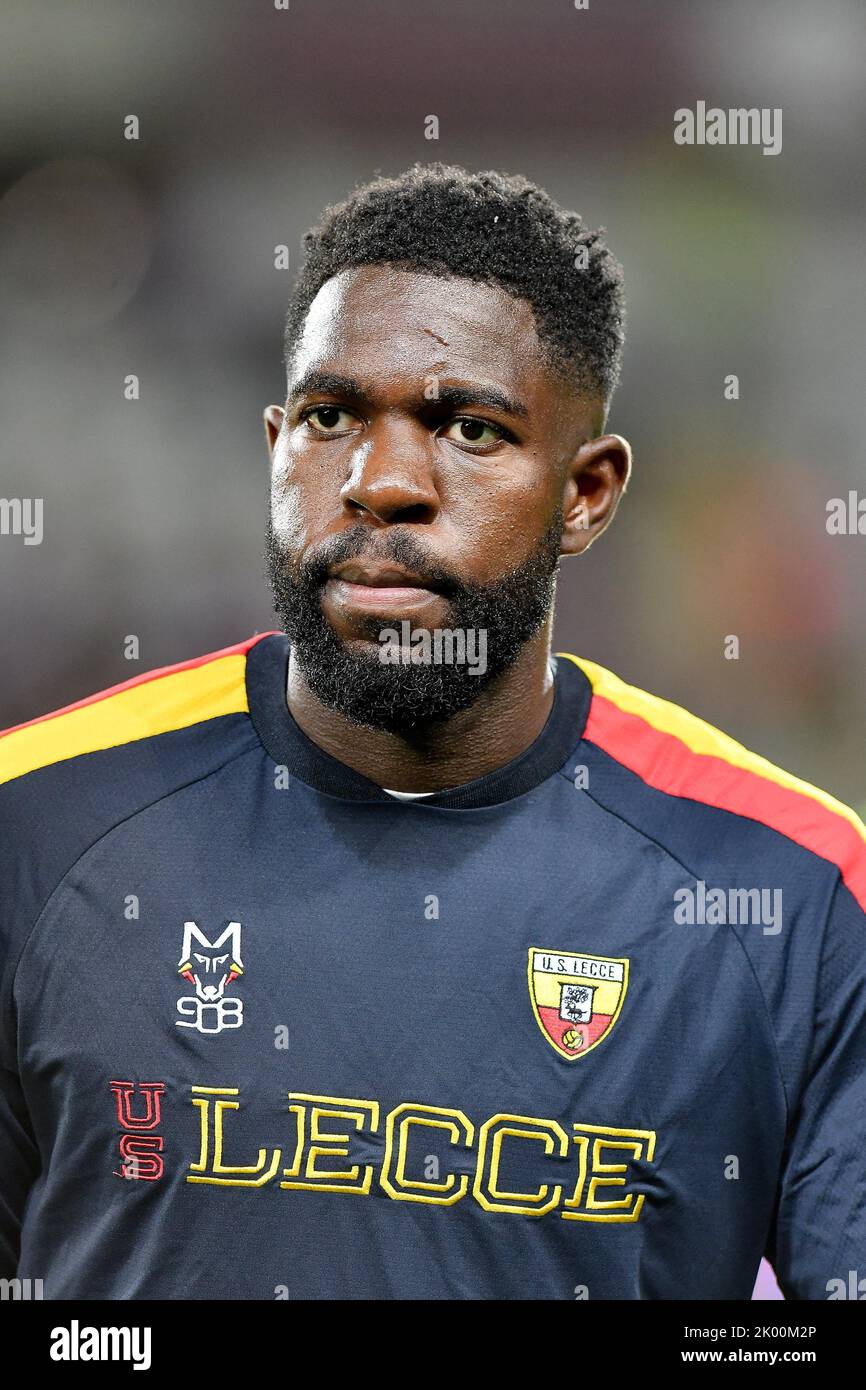Samuel Umtiti of US Lecce looks on during the Serie A 2022/23 match ...