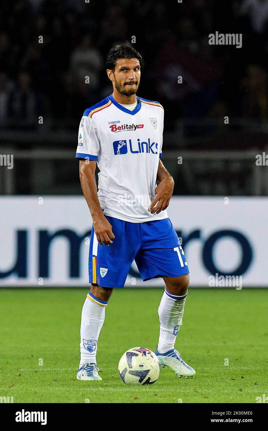 Alessandro Tuia of US Lecce in action during the Serie A 2022/23 match ...