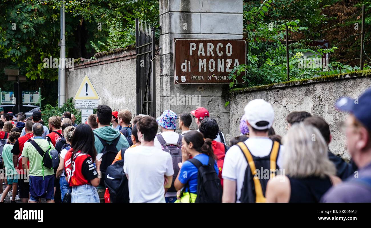 Fans arrive at the circuit for practice at the Italian Grand Prix ...