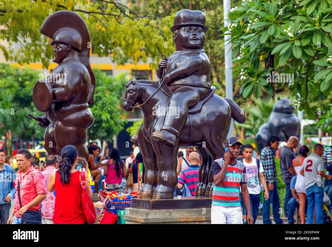 Colombia, Medellin, on Plaza Botero there are 23 statues exposed from ...