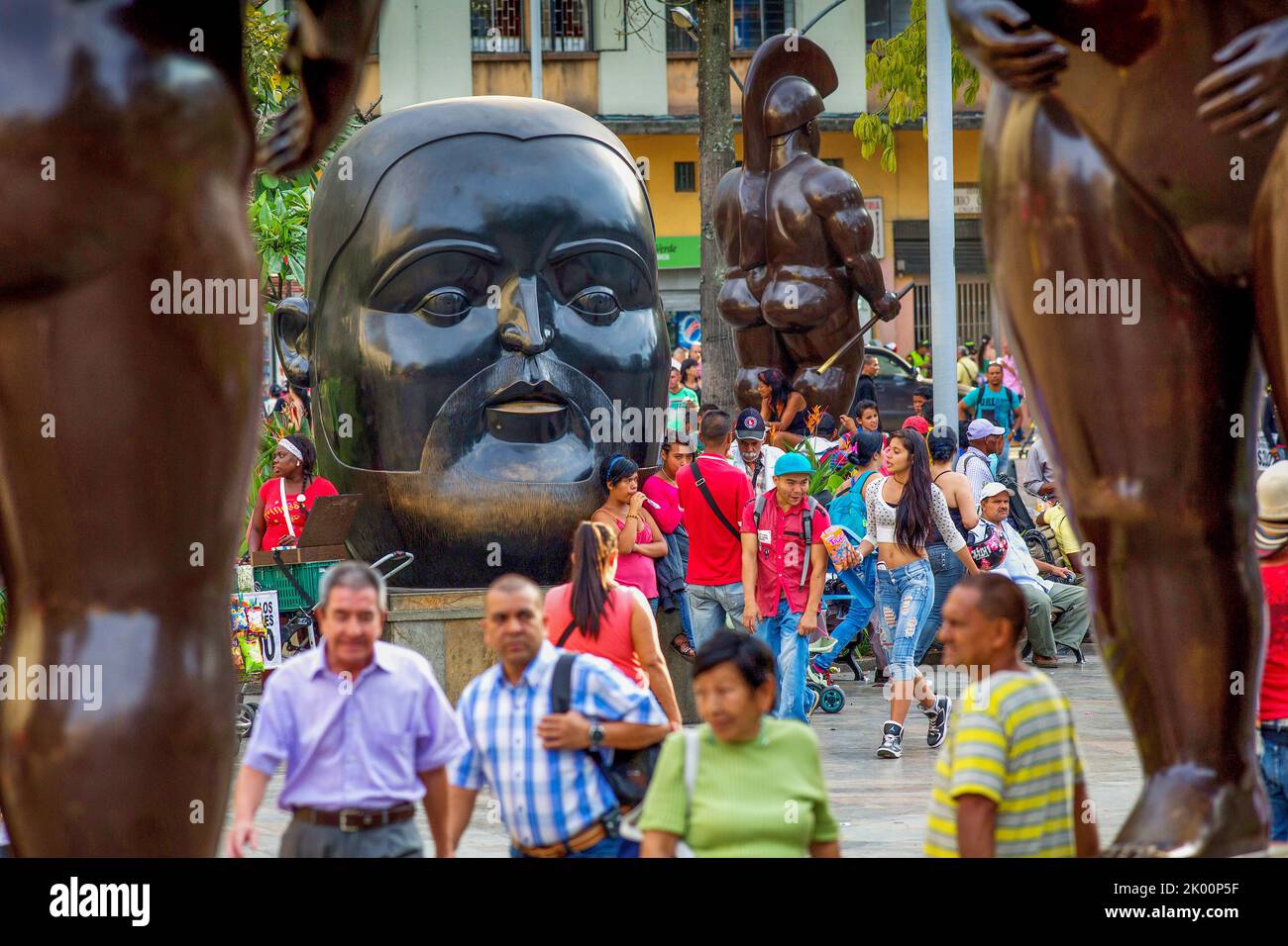 Colombia, Medellin, on Plaza Botero there are 23 statues exposed from ...