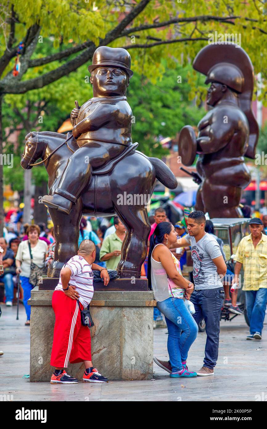 Colombia, Medellin, on Plaza Botero there are 23 statues exposed from ...