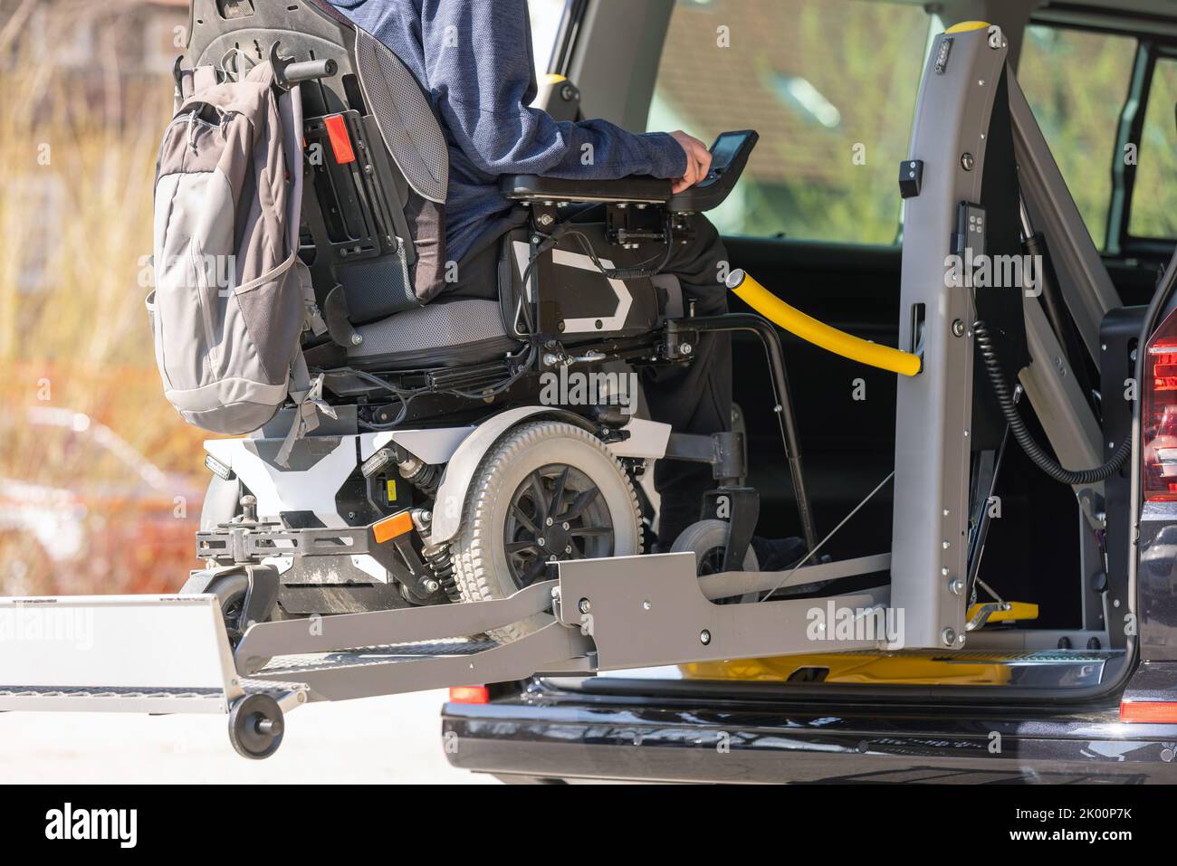 Accessible car with wheelchair lift ramp for person with disability ...