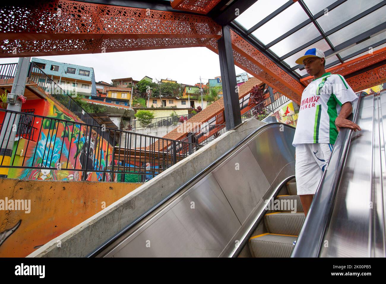 Colombia, Medellin, an escalator was built in the commune 13 slum to ...