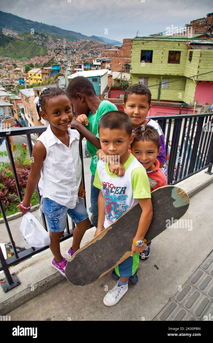 Colombia, Medellin, children in the slum Commune 13 Stock Photo - Alamy