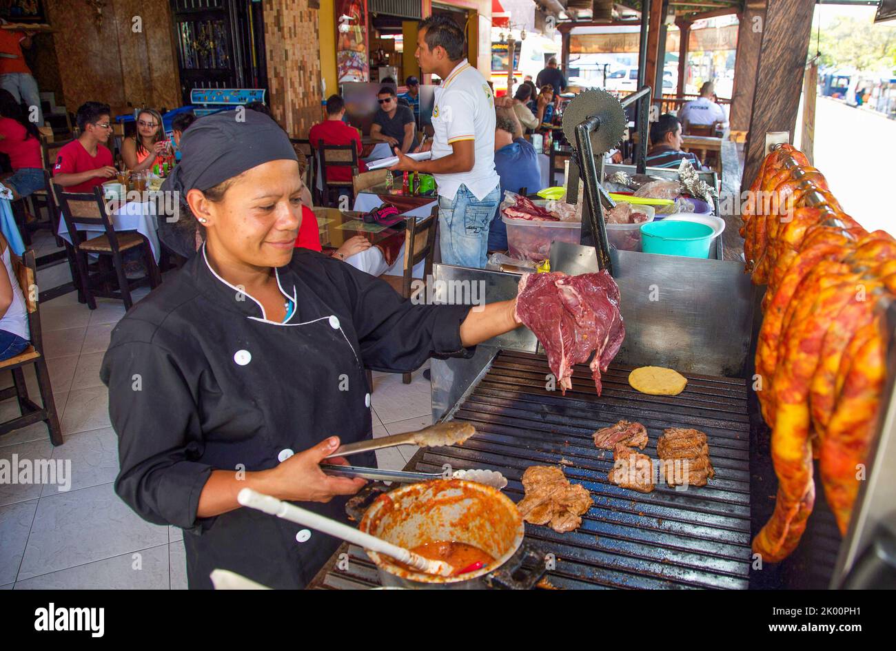 Colombia, Guatape, grilled meat or Churasco is traditional food ...