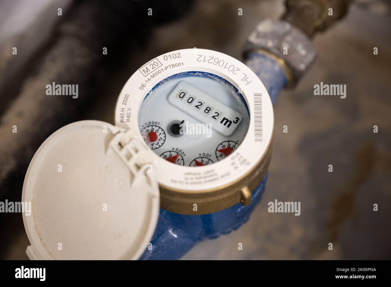 Analog Water Meter Measures Water Consumption In Cubic Meters Stock