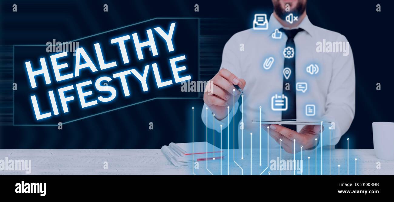 Conceptual caption Healthy LifestyleLive Healthy Engage in physical ...