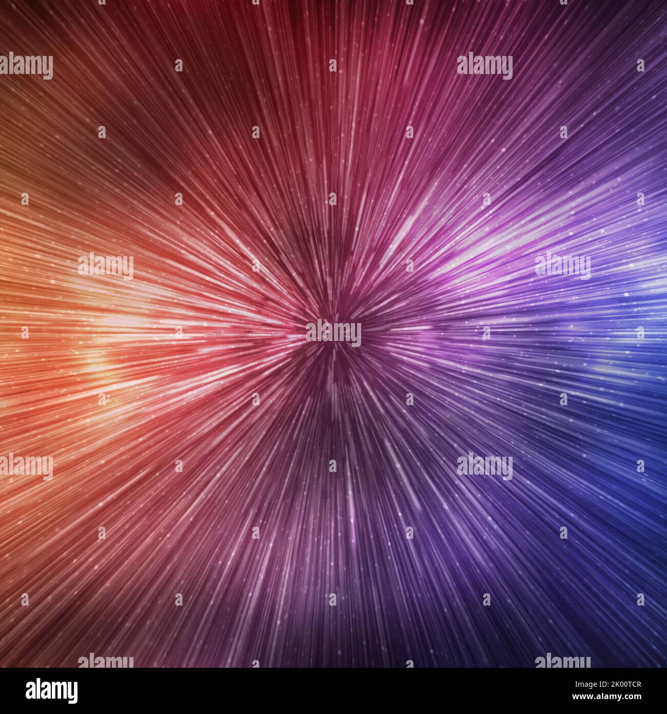 Hyperspace speed effect in night starry sky. Bright blue and red galaxy ...
