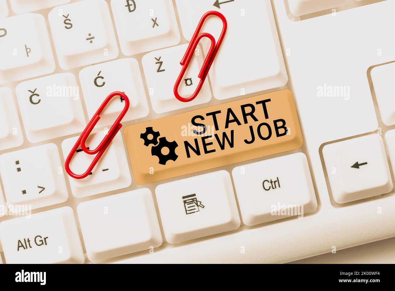 Text sign showing Start New Jobgetting recruited in company Sign fresh ...