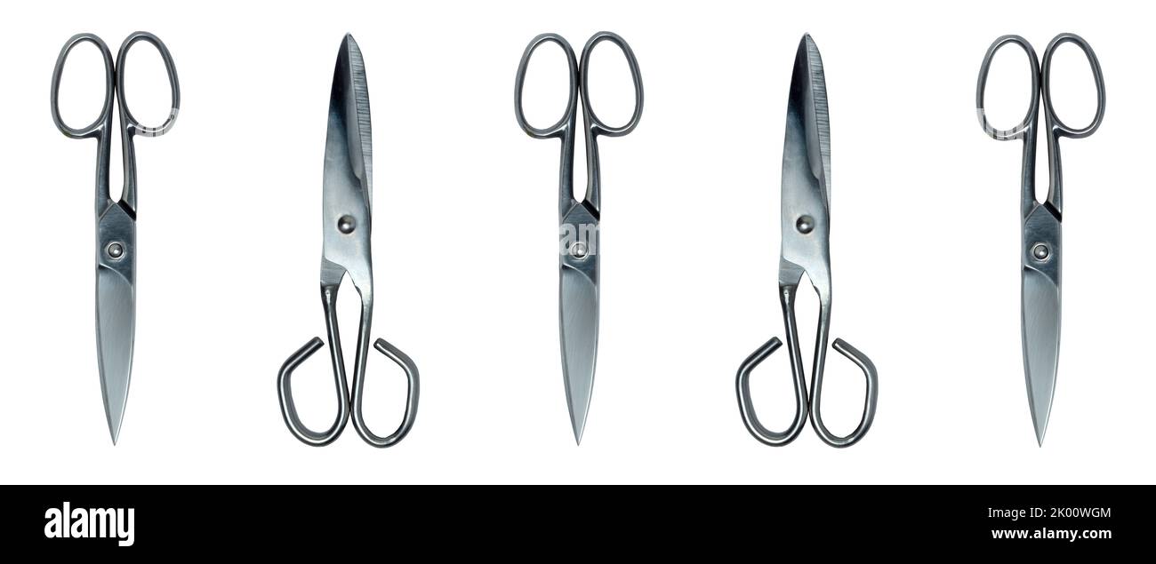 Topview of Set Metal Scissors on White Background Stock Photo - Alamy