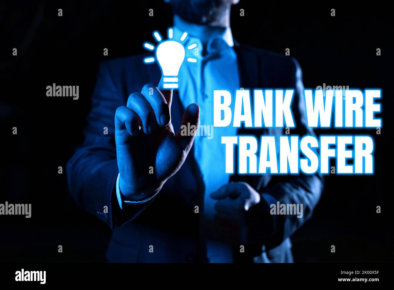 Text caption presenting Bank Wire TransferElectronic transfer of money ...