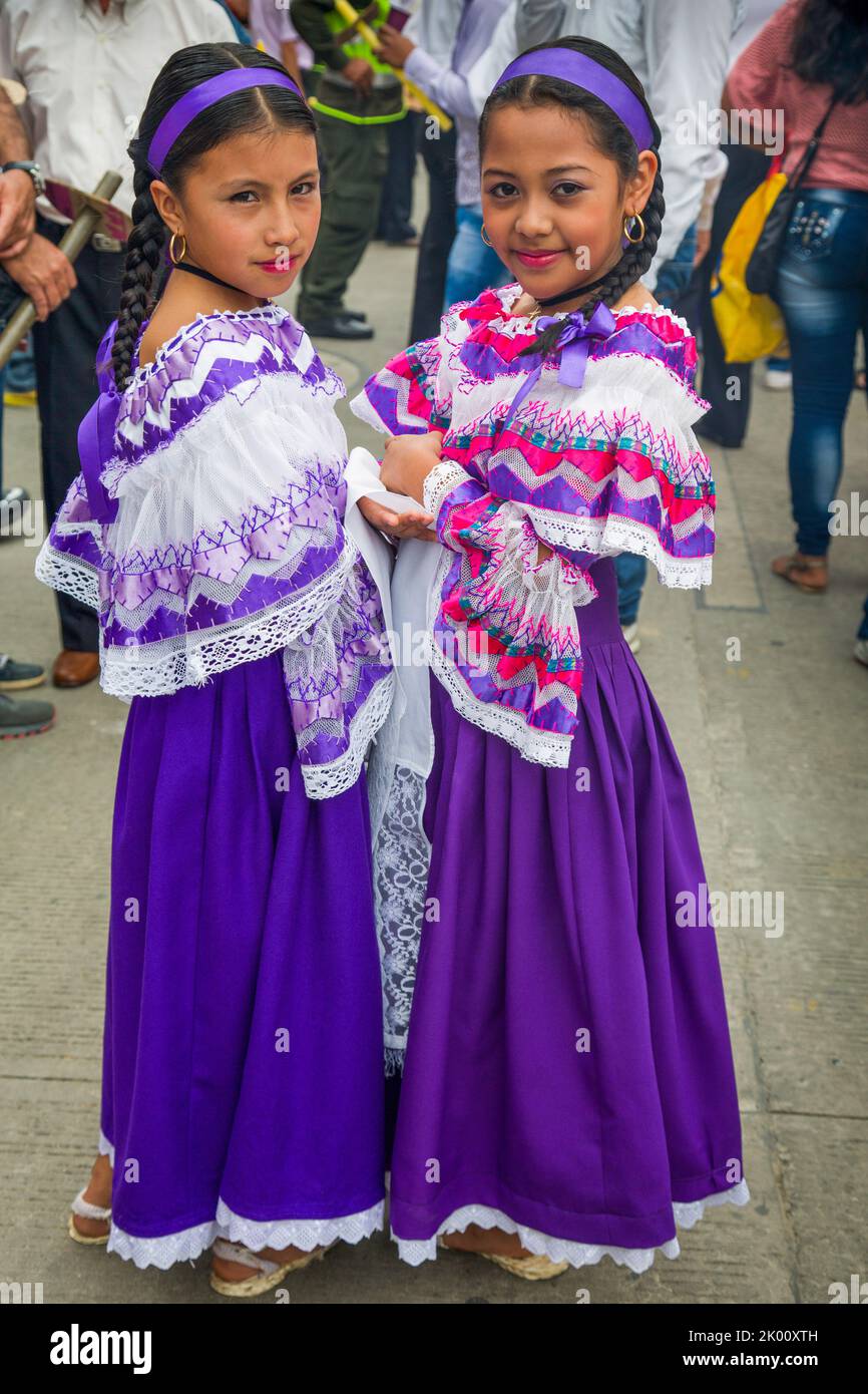 Colombia, Papayan,a week before may 1, women bring the statue of christ ...