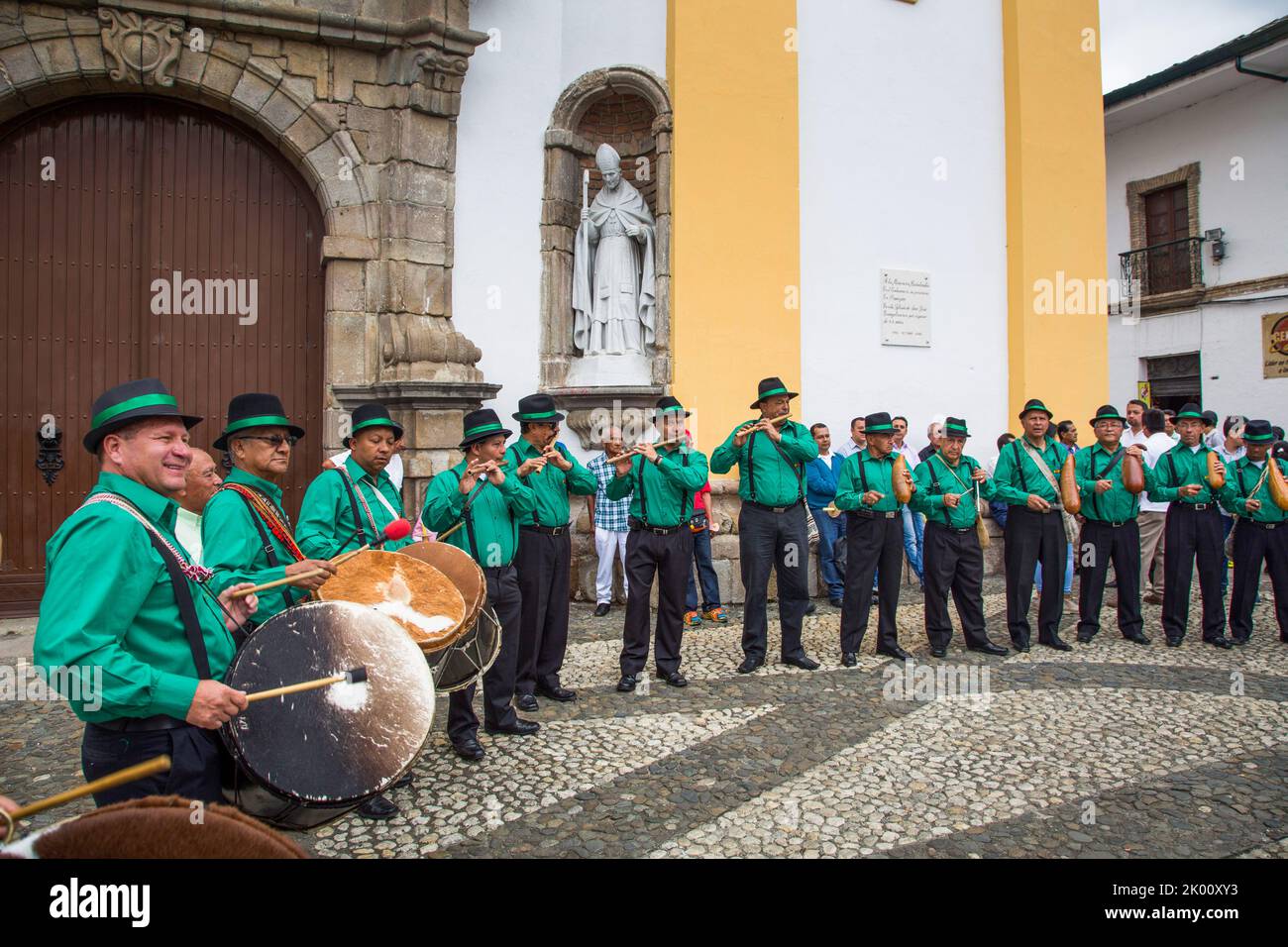Colombia, Papayan,a week before may 1, women bring the statue of christ ...