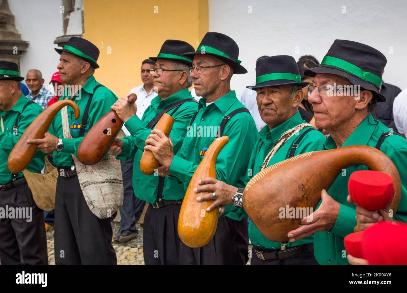 Colombia, Papayan,a week before may 1, women bring the statue of christ ...