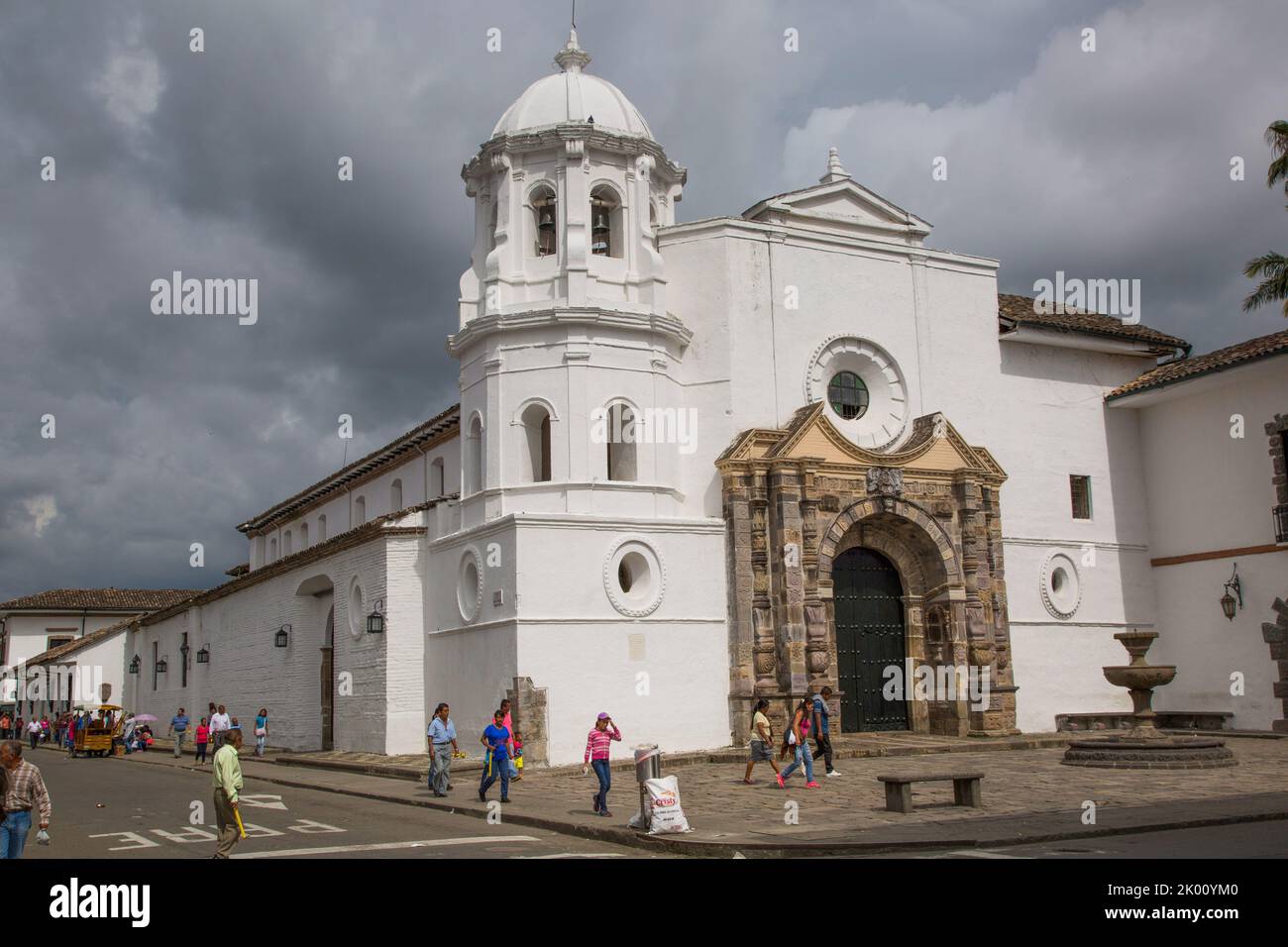 Colombia, Papayan, Iglesia de Santo Domingo with it's beautifull porch ...