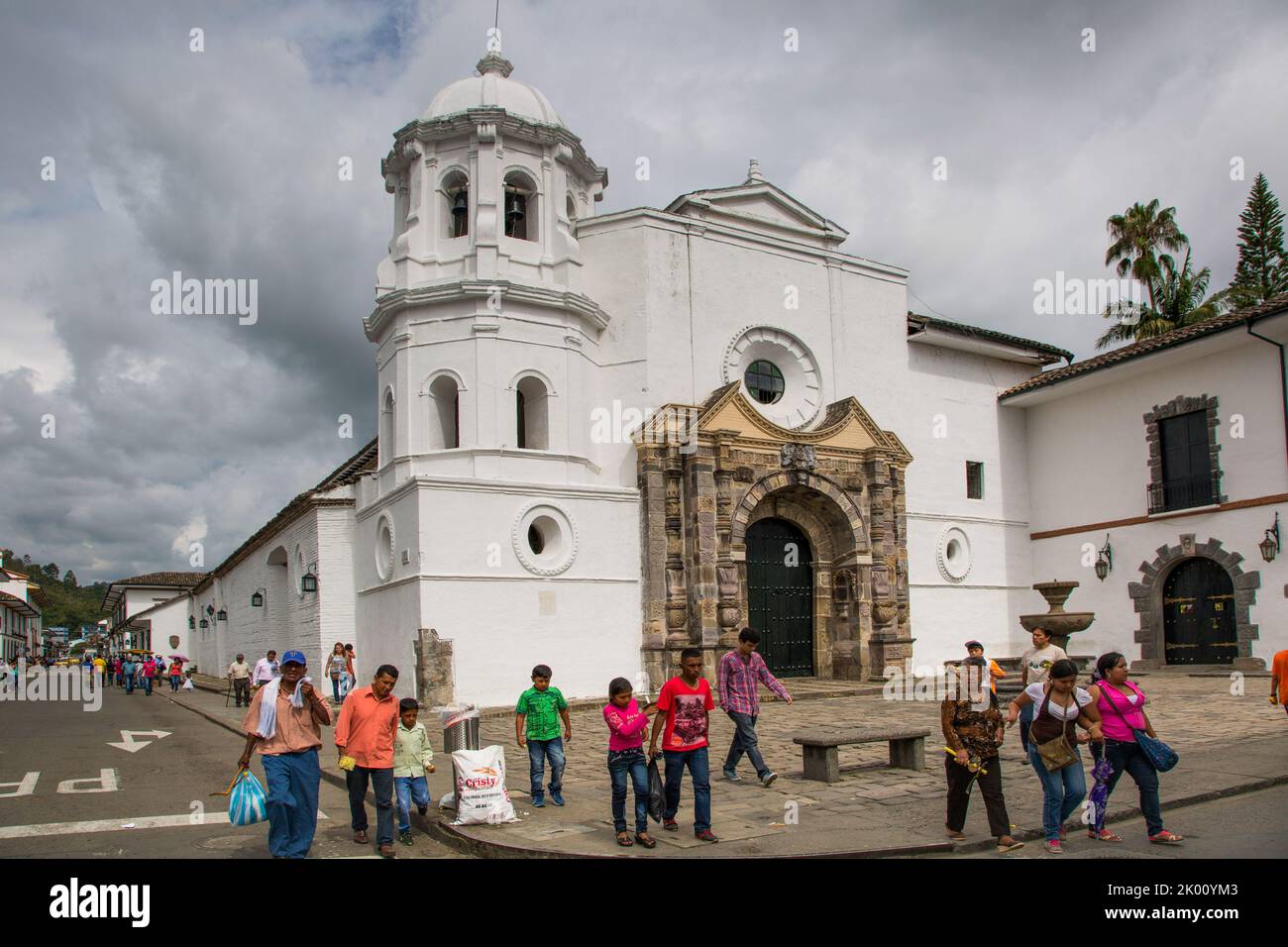 Colombia, Papayan, Iglesia de Santo Domingo with it's beautifull porch ...