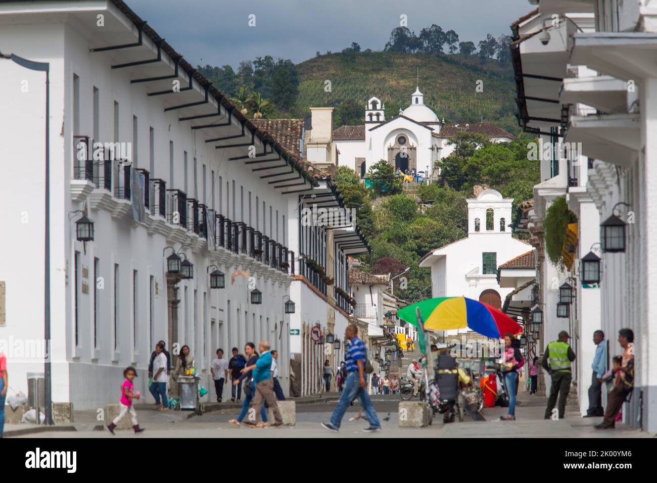 Colombia, Papayan,a week before may 1, women bring the statue of christ ...