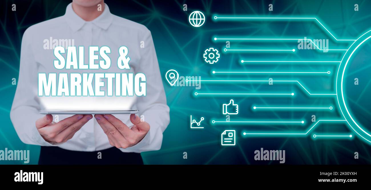 Text showing inspiration Sales and MarketingSelling Systematic planning of the product and ...