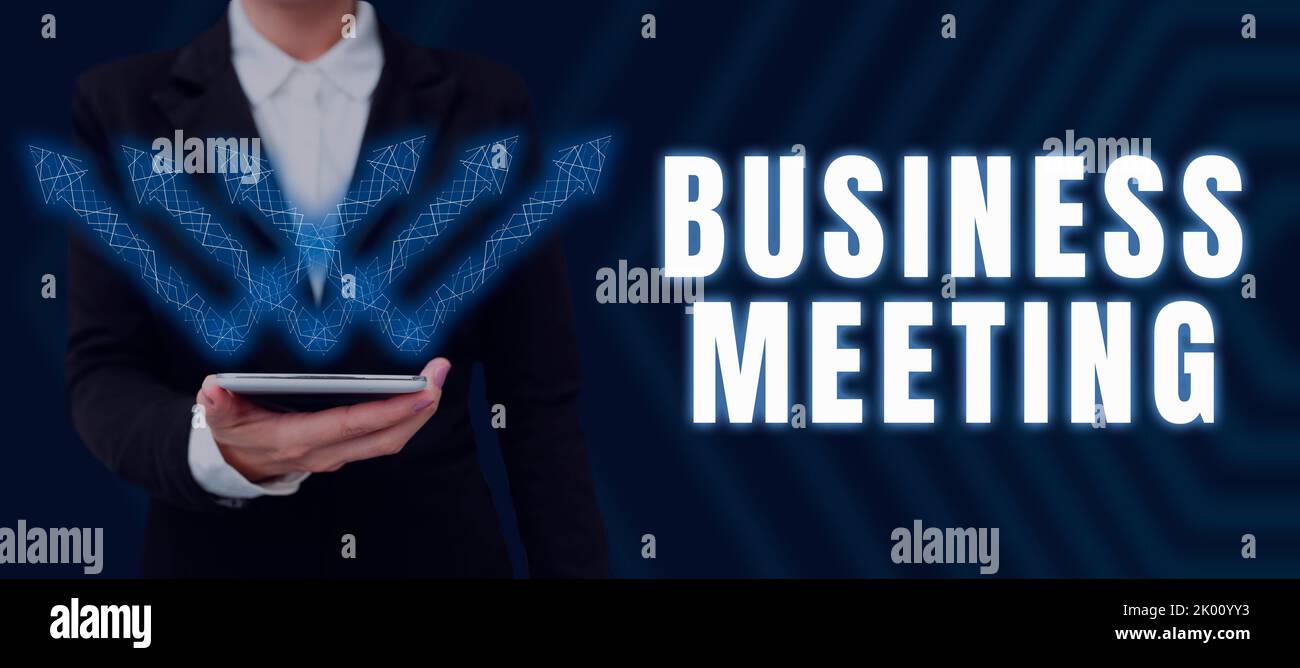 Hand writing sign Business Meetingused discuss issues that cannot be ...