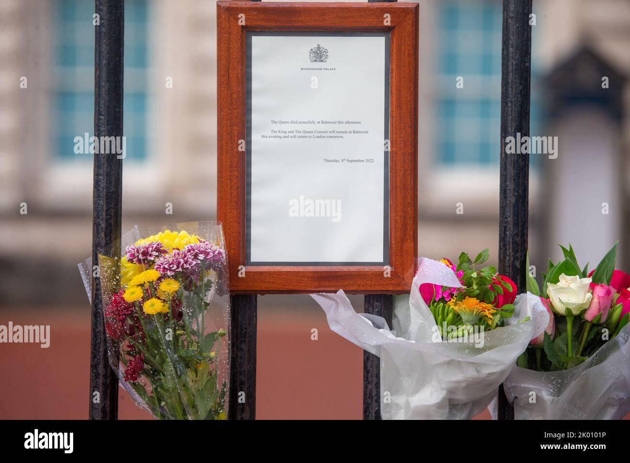 London, England, UK. 9th Sep, 2022. The notice announcing the death of ...