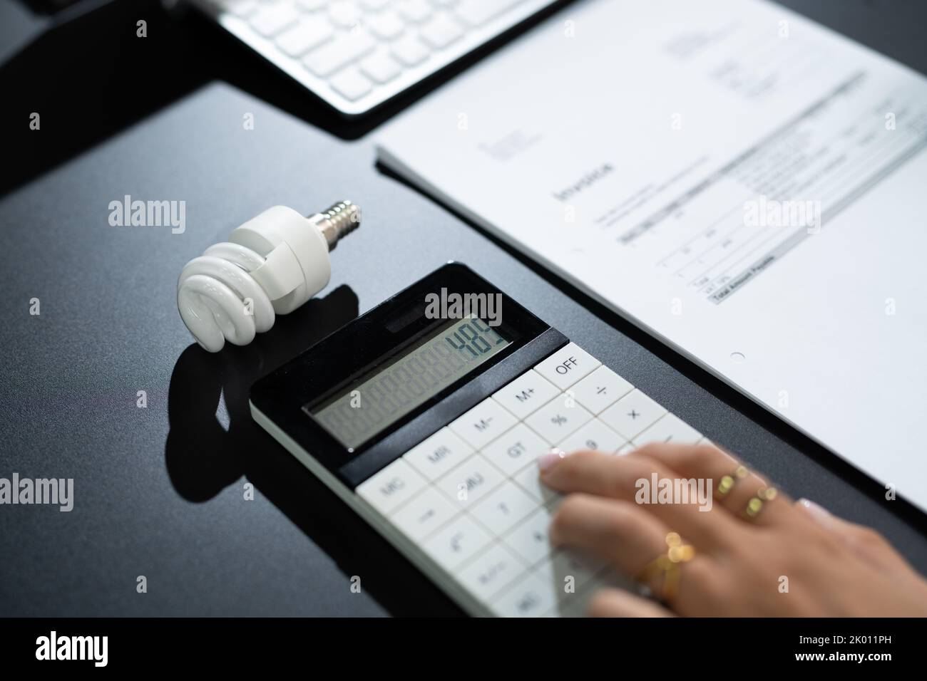 Energy Bill Invoice. Finance Accountant And Cost Cutting Stock Photo ...