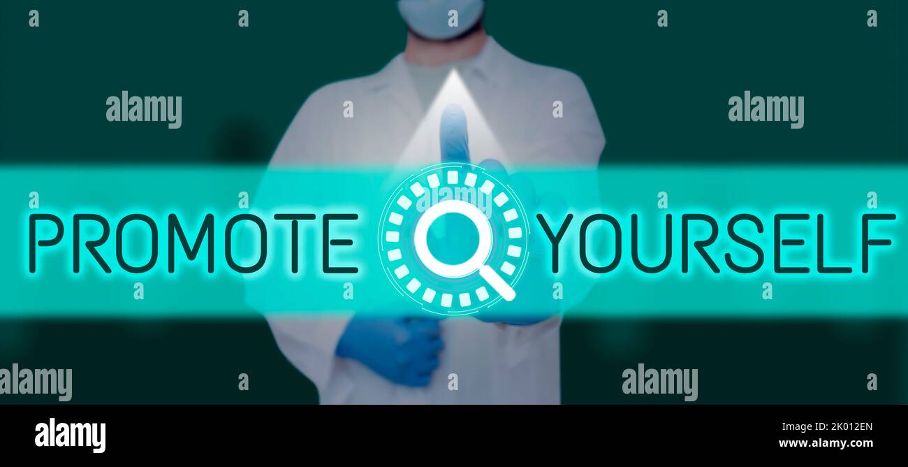 Hand writing sign Promote Yourselfmarket and introduce to others ...