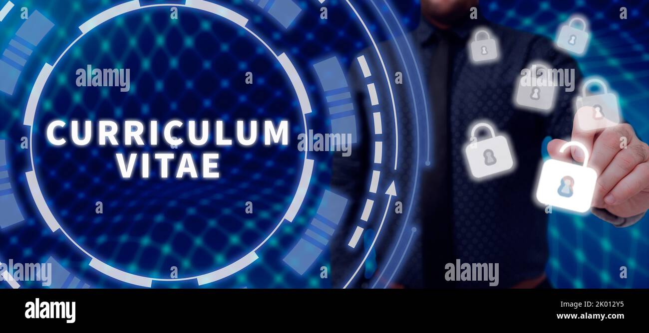 Text sign showing Curriculum Vitaeoverview of person qualifications for ...