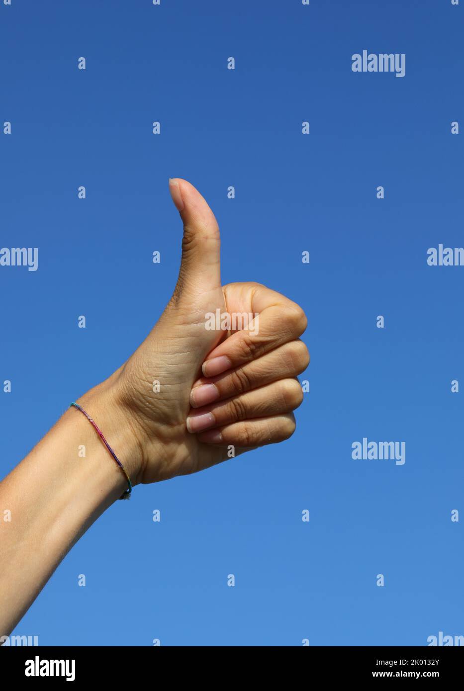 hand with the thumb pointing up to indicate that everything is fine and ...