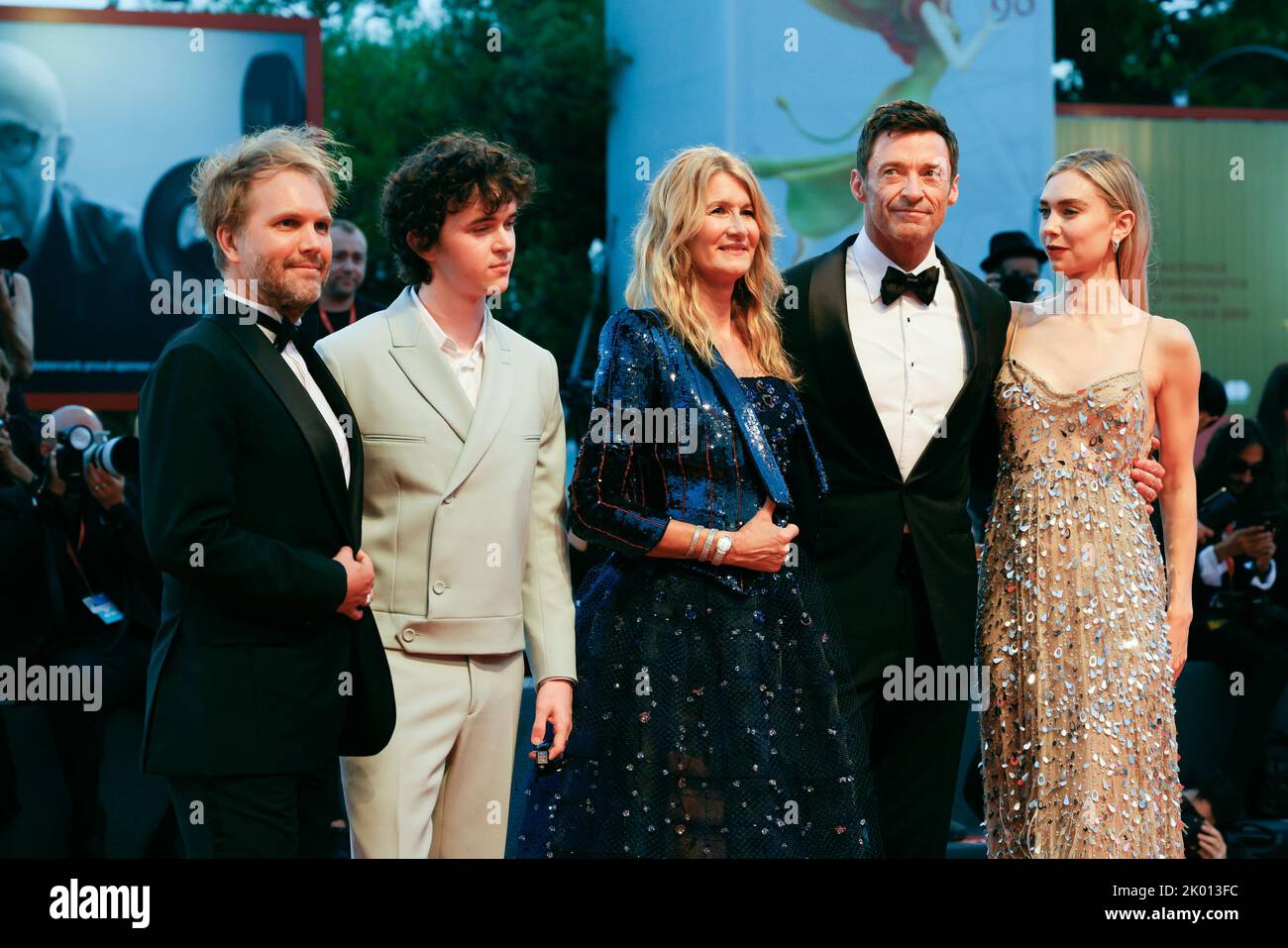 L R Director Florian Zeller Zen Mcgrath Laura Dern Hugh Jackman
