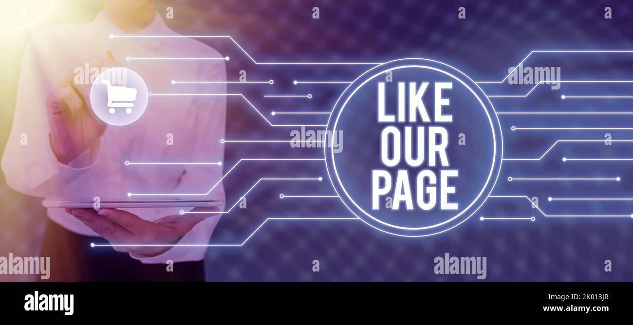 Writing displaying text Like Our Page. Business idea Follow us on the ...